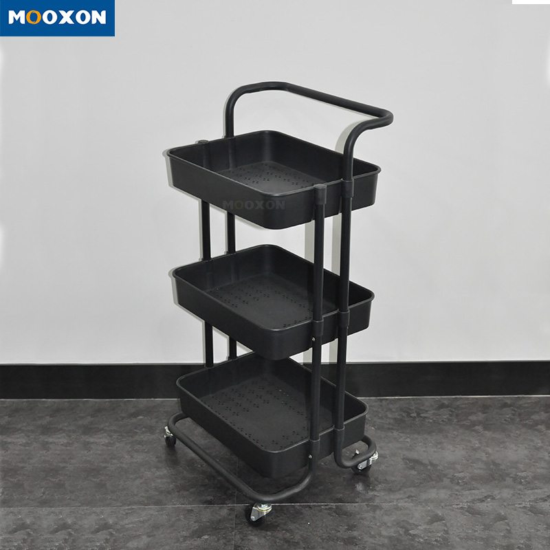 3 Tier Rolling Utility Rack Multi-purpose Trolley Cart Kitchen Shelf ...